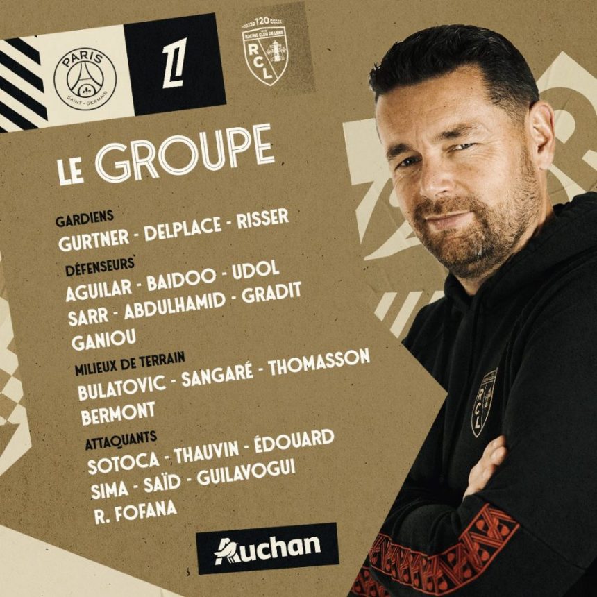 PSG vs Lens – The Lens squad : 2 players in the same position are out