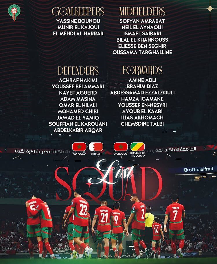 Morocco's squad list for the October international break, including 1 ...