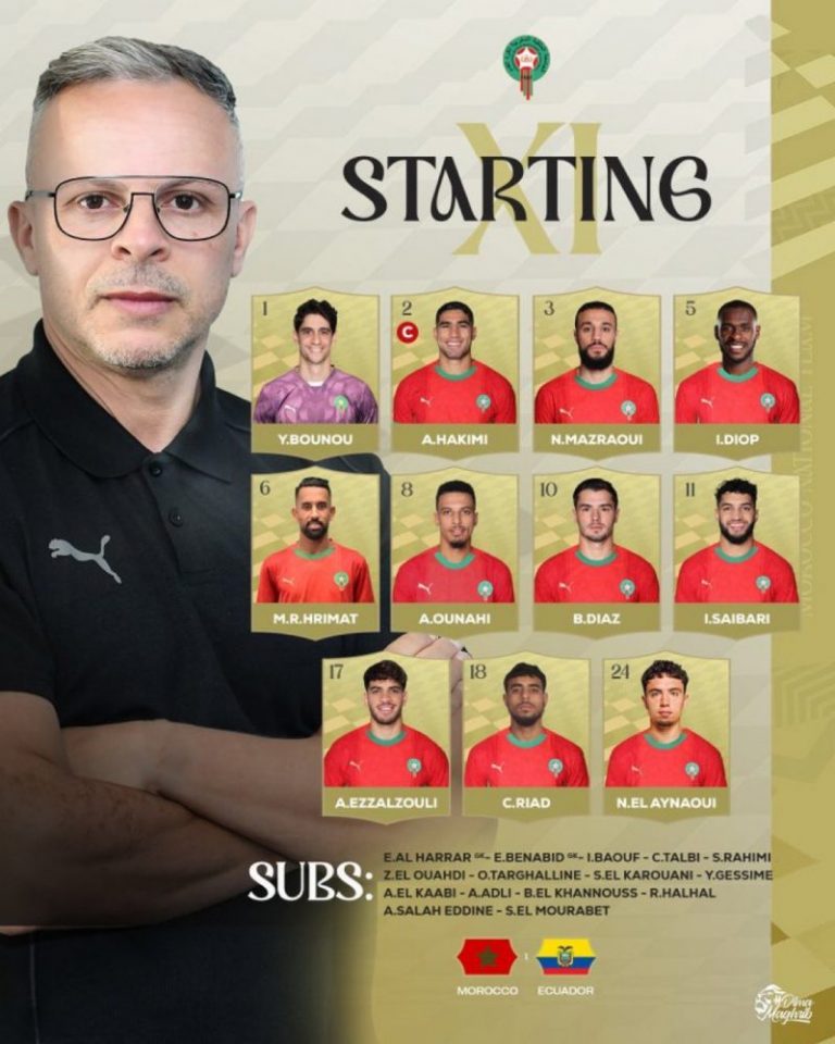 Morocco vs Ecuador - Official lineups with 2 PSG players as captains